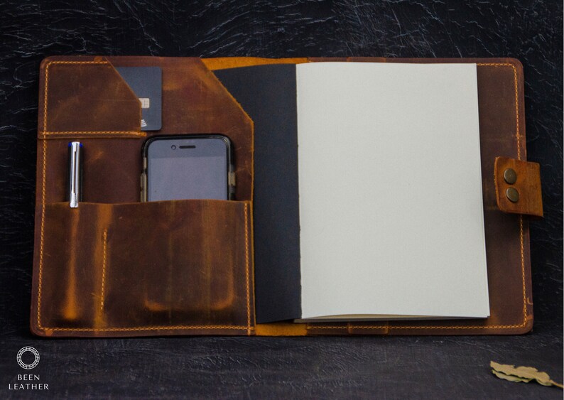 Engraved Leather Portfolio Personalized Notebook Cover - Etsy