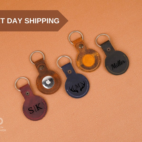 Leather Personalized AirTag Key Chain - Etsy