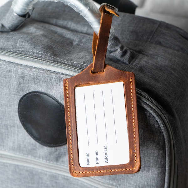 Leather Luggage Tag - Etsy