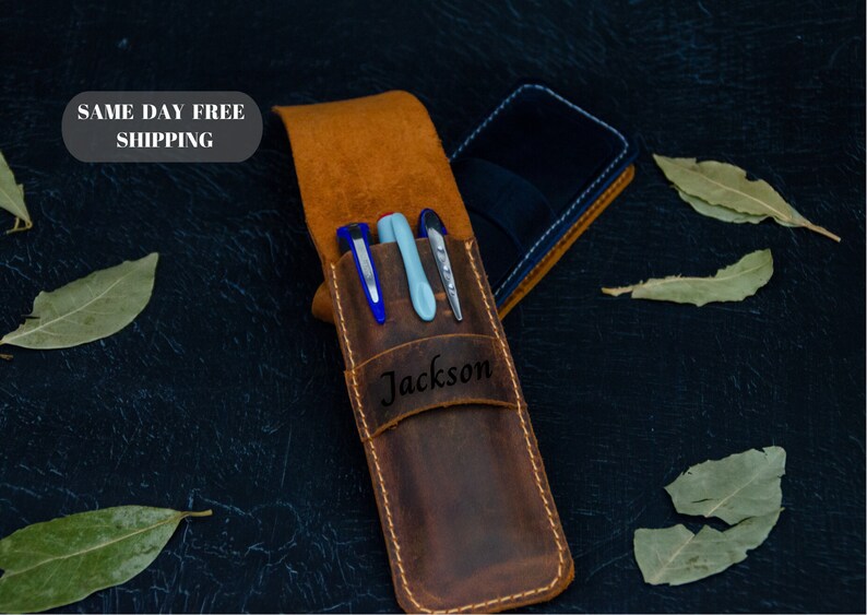 Personalized Handmade Leather Fountain Pen Holder, Leather Pen Pouch ...