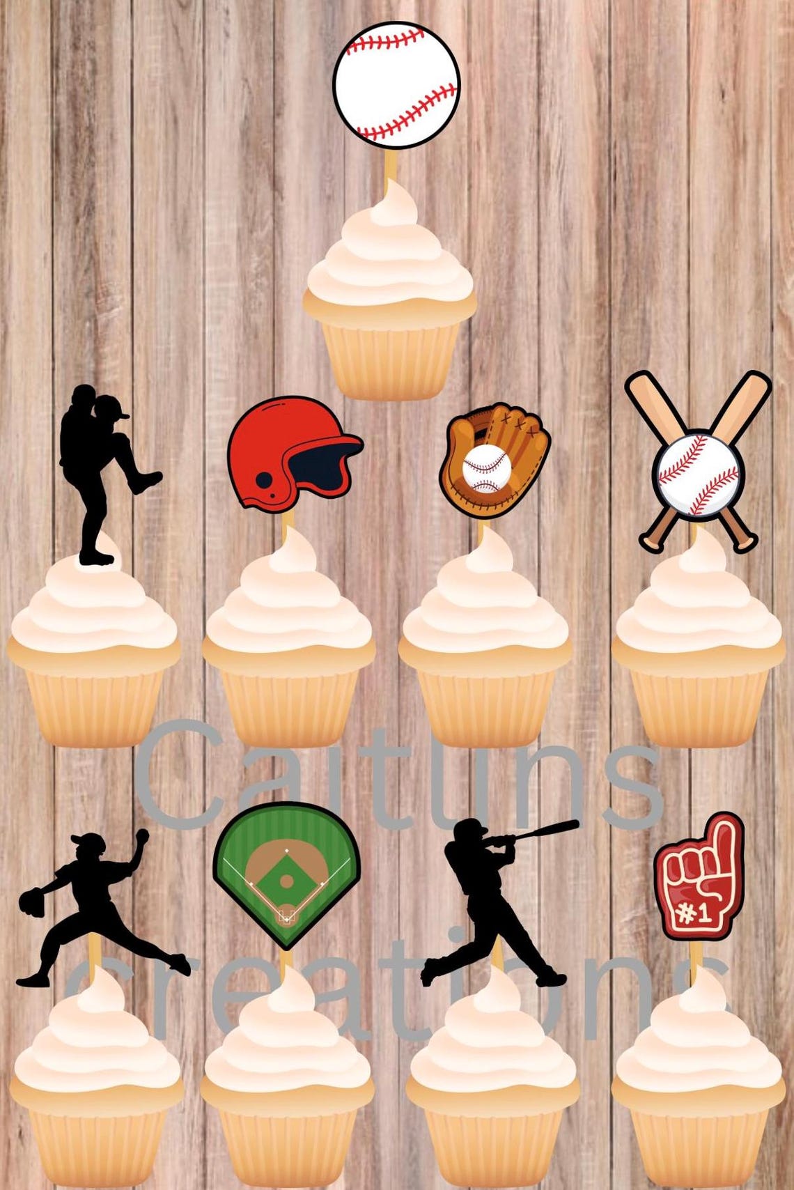 Printable Baseball Themed Cupcake Toppers Digital File - Etsy