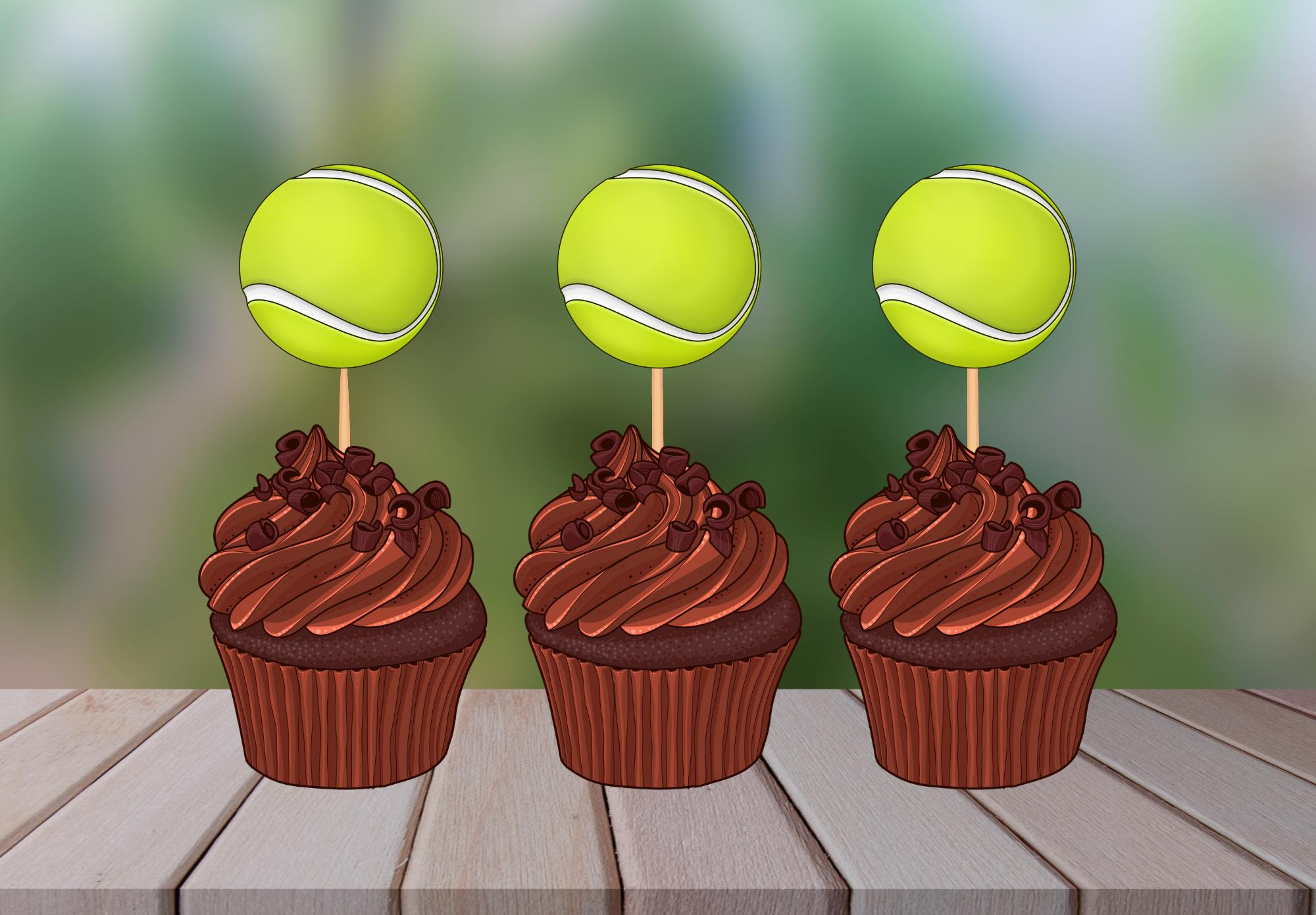 Printable Tennis Ball Cupcake Toppers Digital File - Etsy