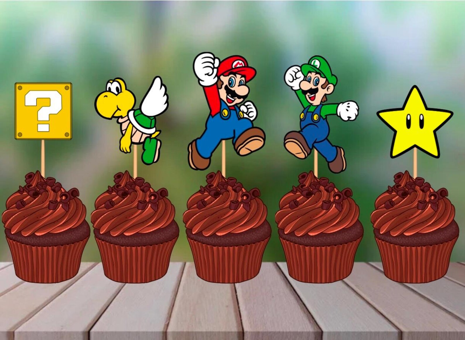 Printable Mario Themed Cupcake Toppers Digital File - Etsy