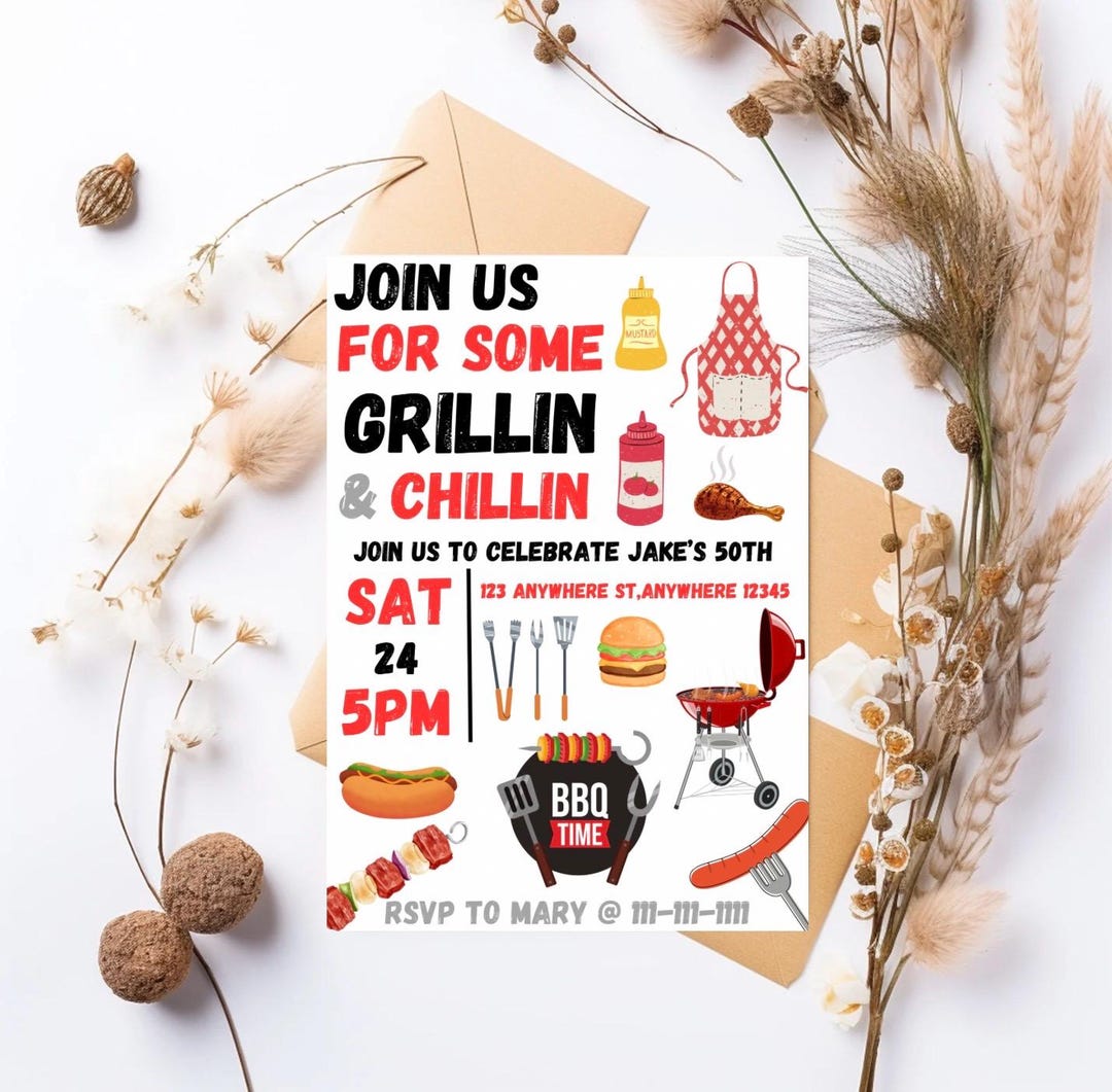 Custom Grillin Out Digital Birthday Party Invitation - Etsy
