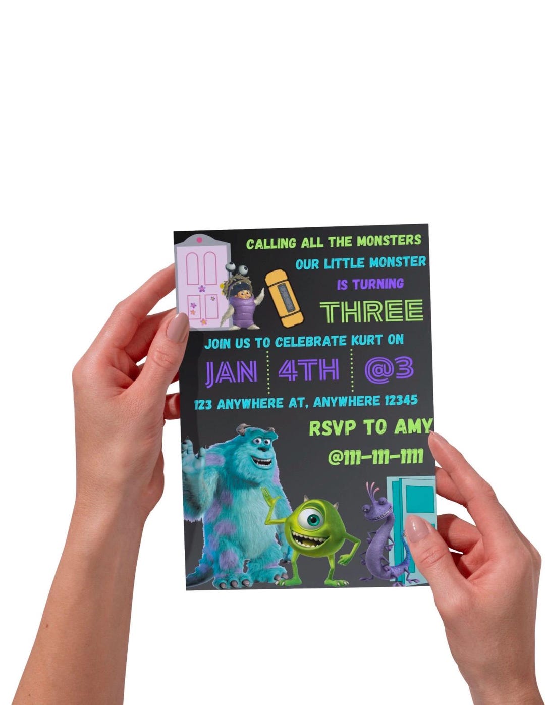 Custom Monsters Inc Digital Birthday Party Invitation - Etsy