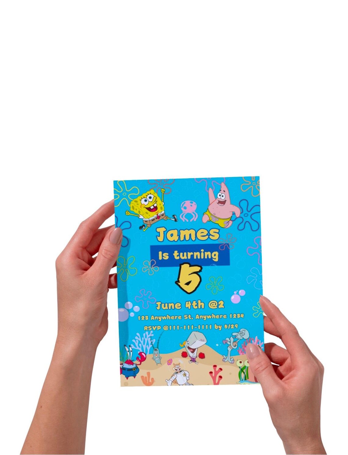 Custom Spongebob Digital Birthday Party Invitation - Etsy