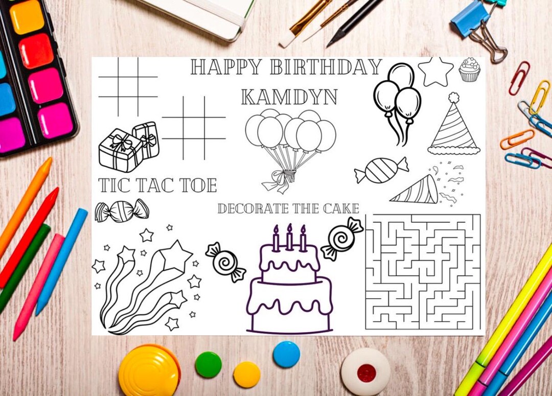 Custom Personalized Birthday Coloring Page - Etsy