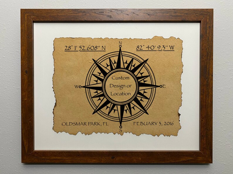 Compass Border Print With Custom Location, Coordinates, and Date - Etsy