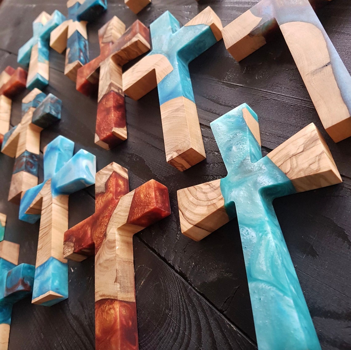Custom Handmade Resin and Olive Wood Wall Cross: Church Decor - Etsy