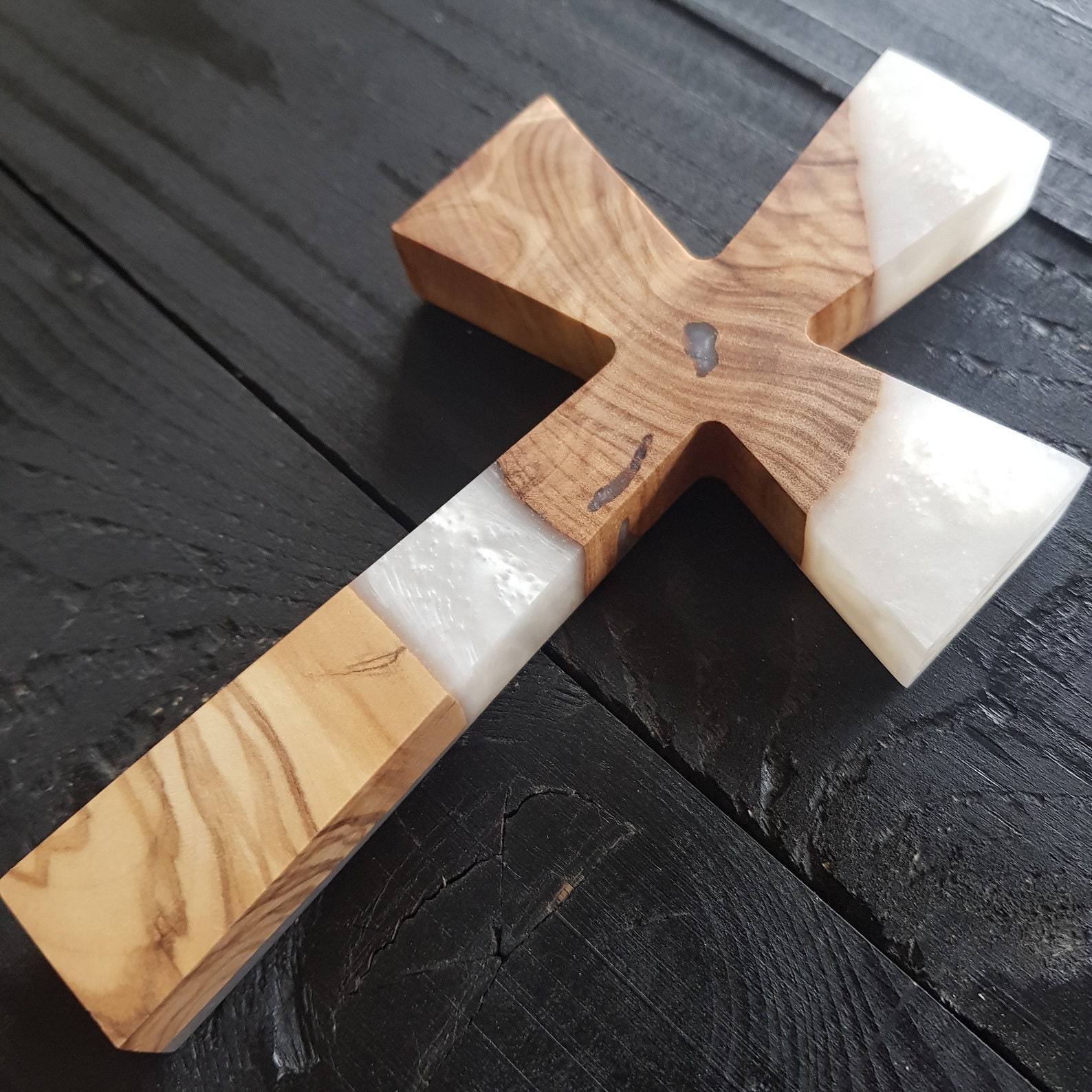 Custom Made Resin and Olive Wood Wall Cross Wooden Wall - Etsy