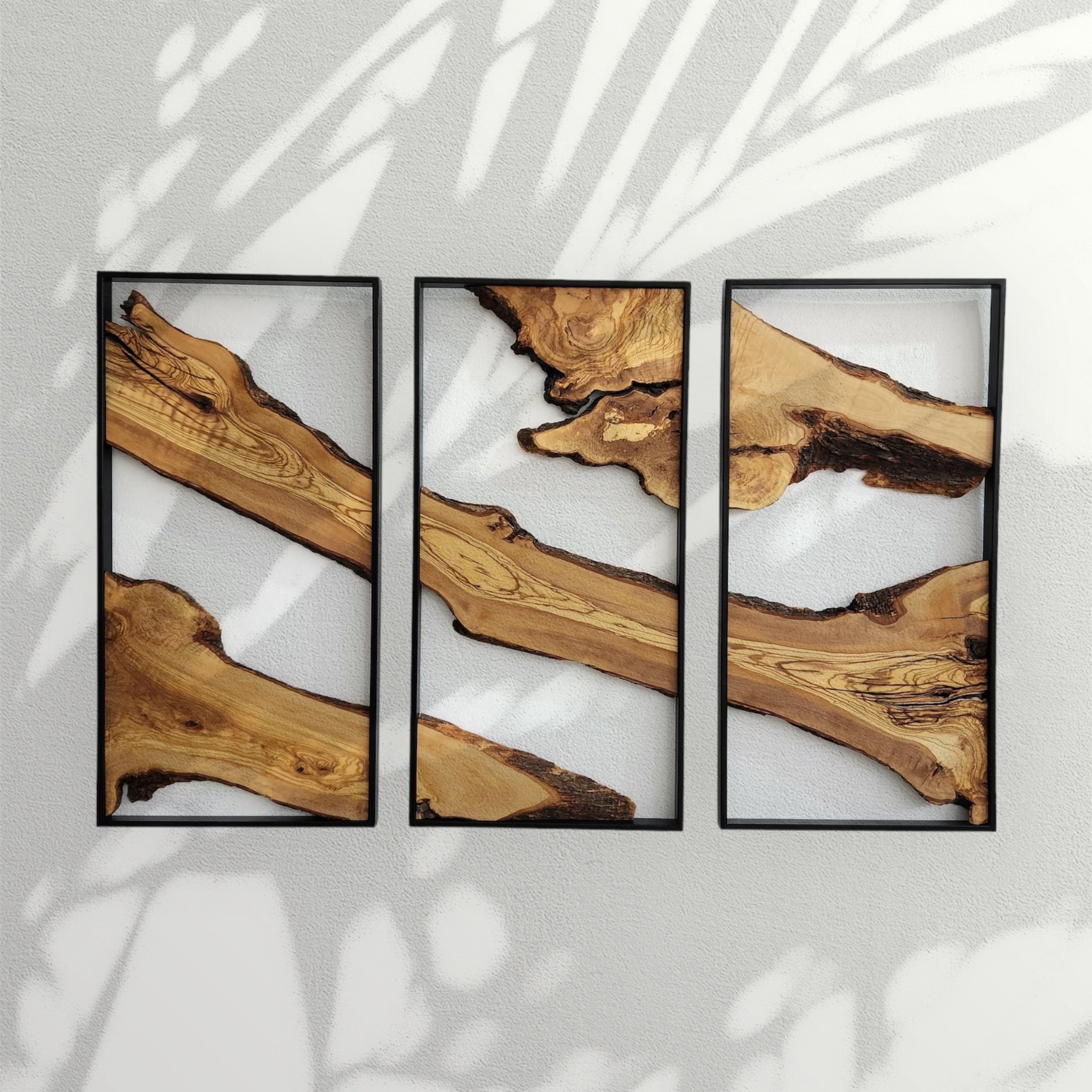 Set of 3-handmade Metal and Olive Wood Home Decor Live Edge - Etsy