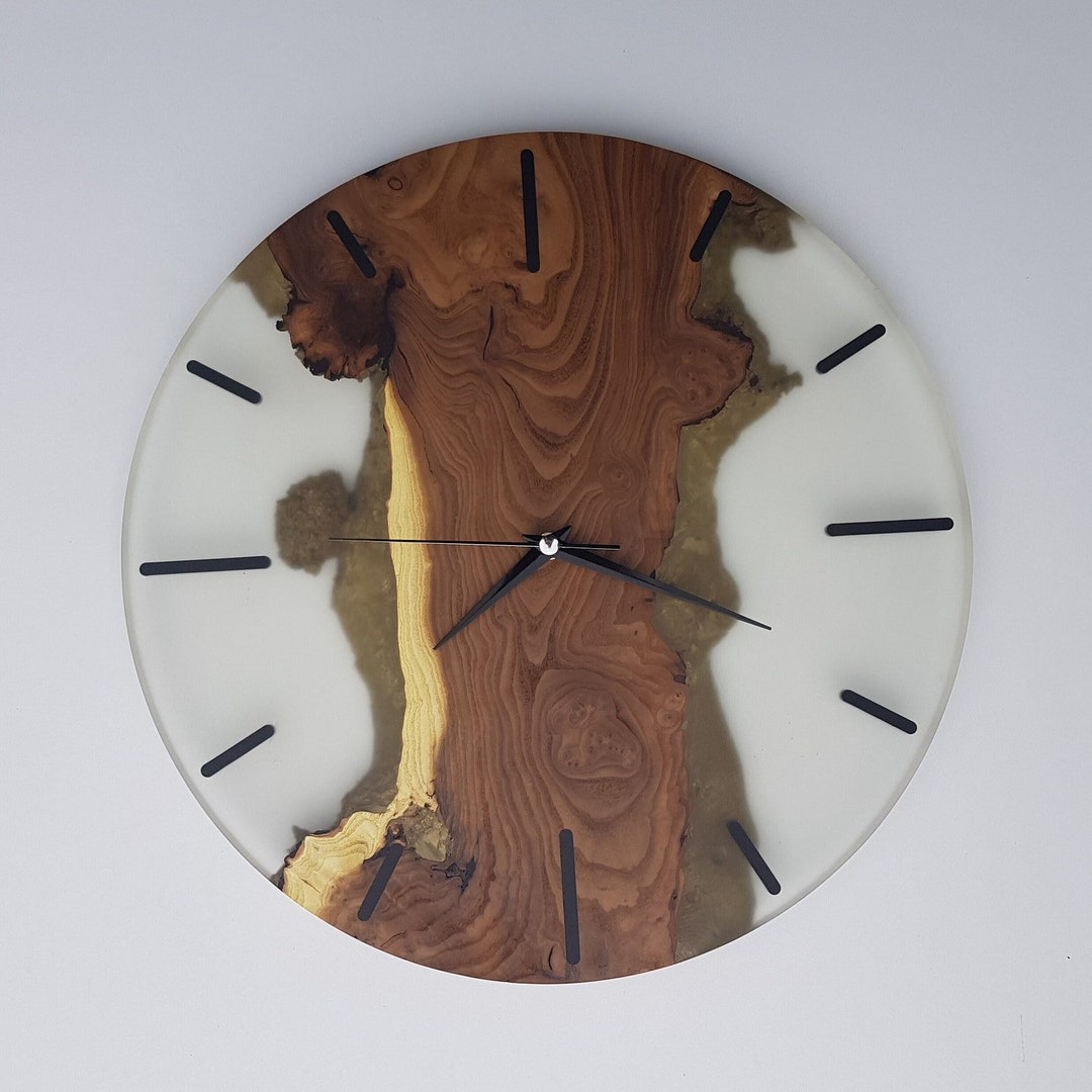 Silverberry Burl and Epoxy Wall Clock, Custom Made Large Wall Clock ...