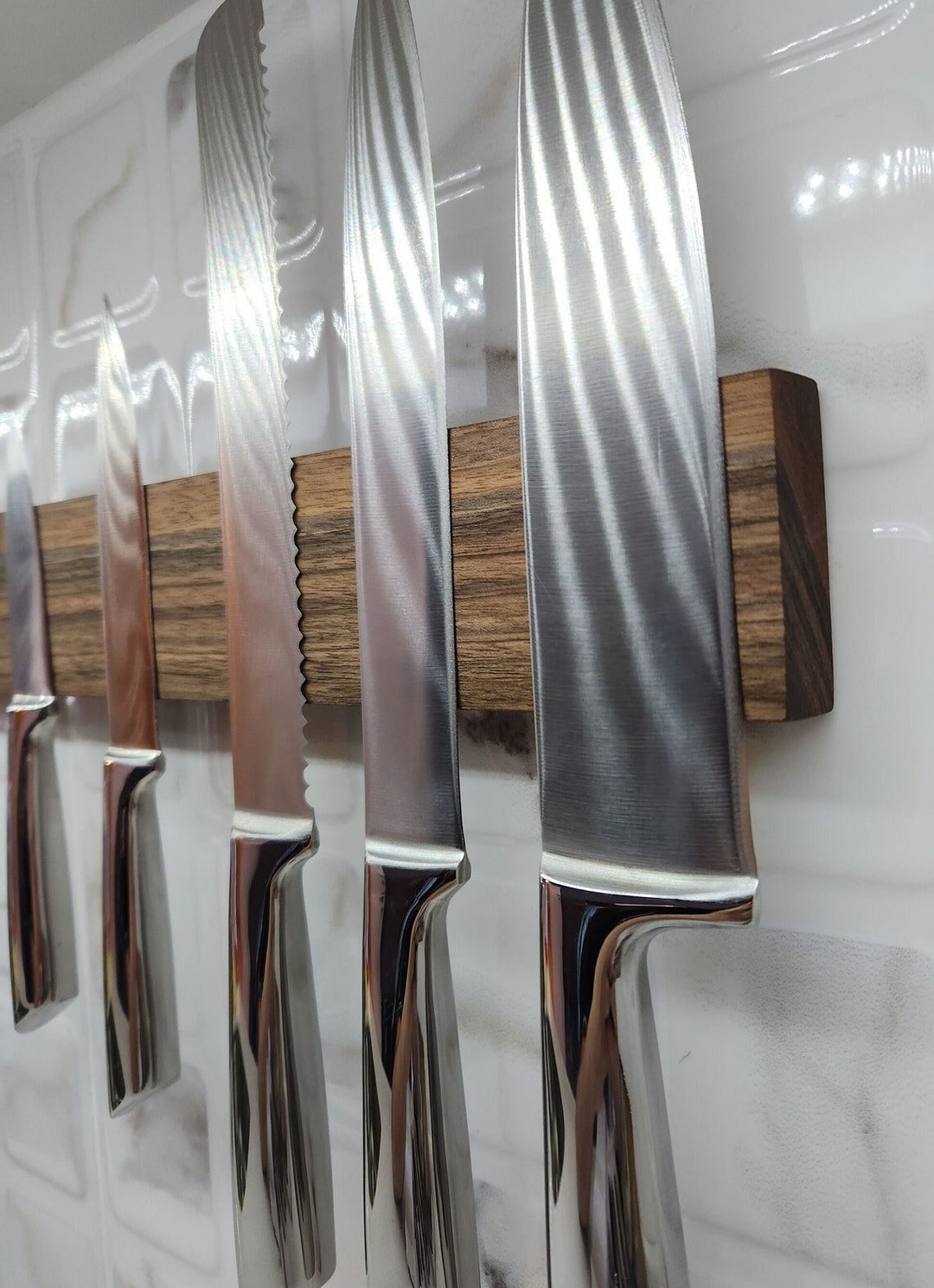Walnut Magnetic Knife Holder, Classic Wooden Knife Rack, Magnetic Bar ...