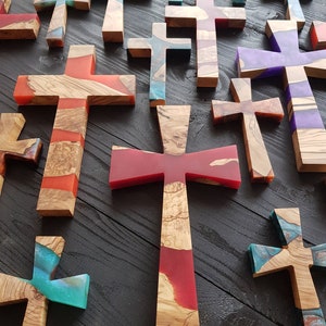Custom Handmade Resin and Olive Wood Wall Cross: Church Decor - Etsy