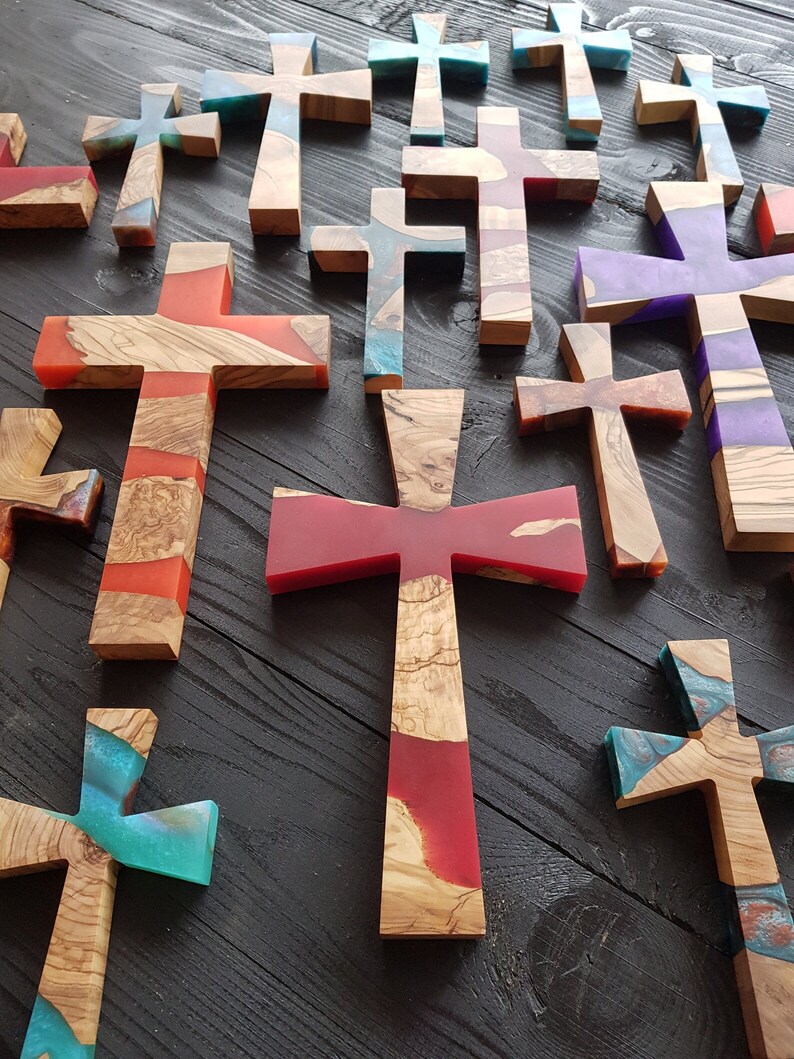 Custom Handmade Resin and Olive Wood Wall Cross: Church Decor - Etsy