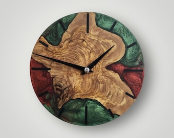 16 Resin & Olive Wood Wall Clock Douglas - Etsy