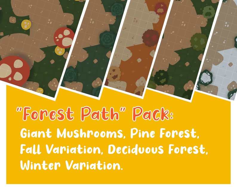 Forest Path TTRPG DND Battle Maps Gridded Pack Cute Fantasy - Etsy