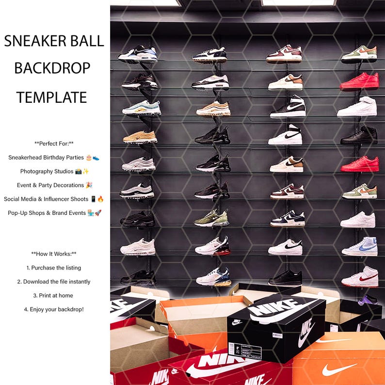 Gray Shoe-inspired Backdrop Template | Digital Download | Sneaker Theme ...