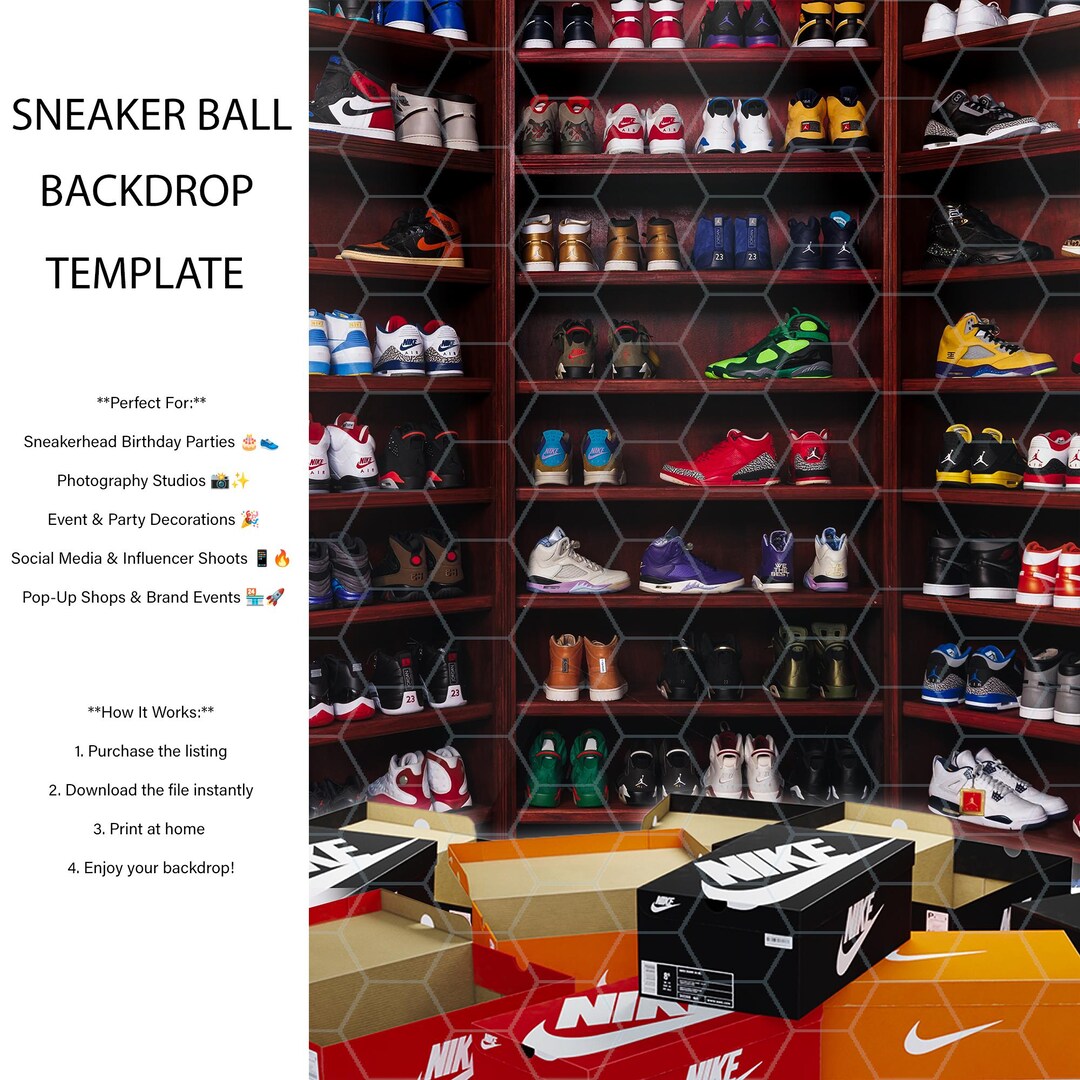 Red Shoe-inspired Backdrop Template | Digital Download | Sneaker Theme ...
