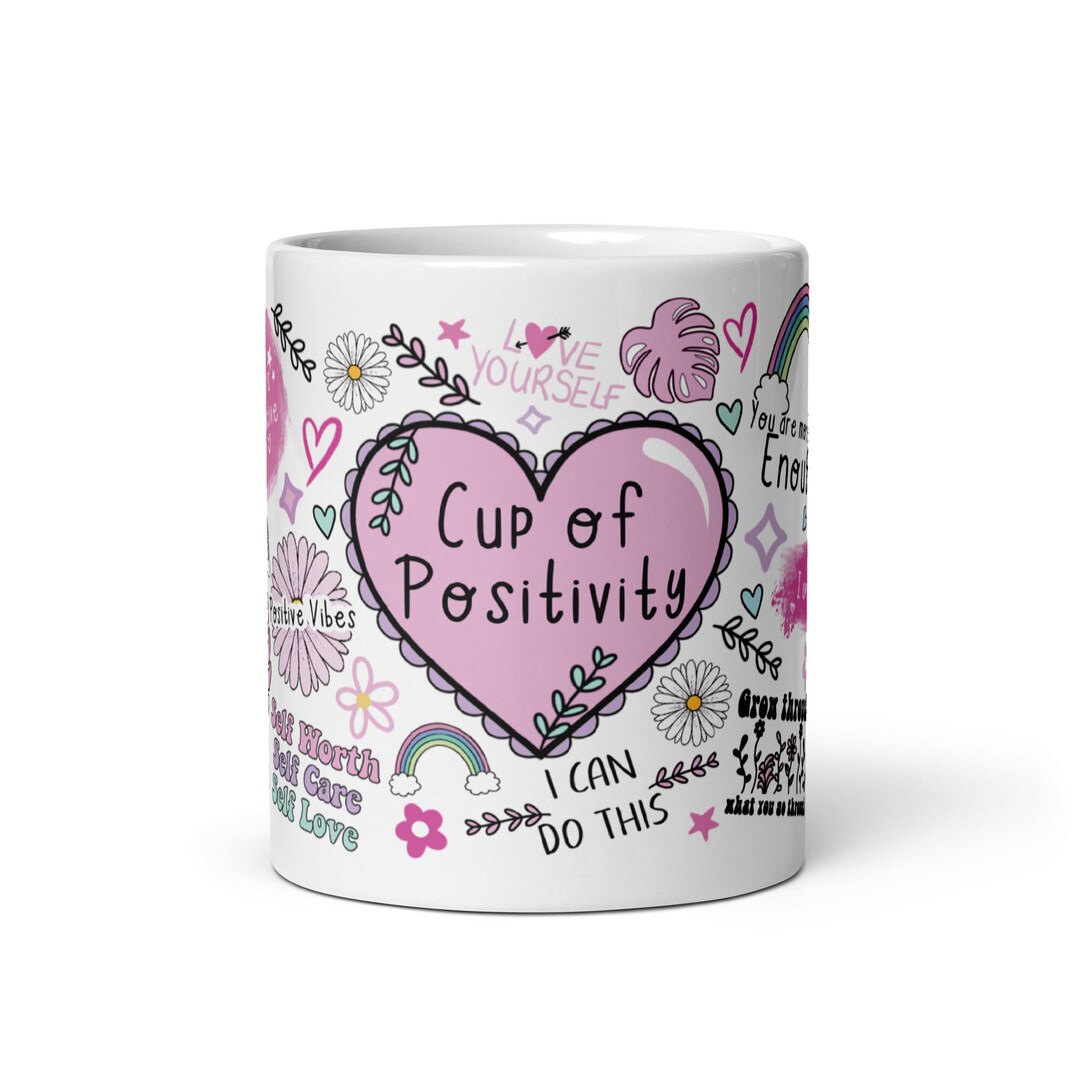 Cup of Positivity, Pink Positivity Mug, Positive Vibes Mug ...