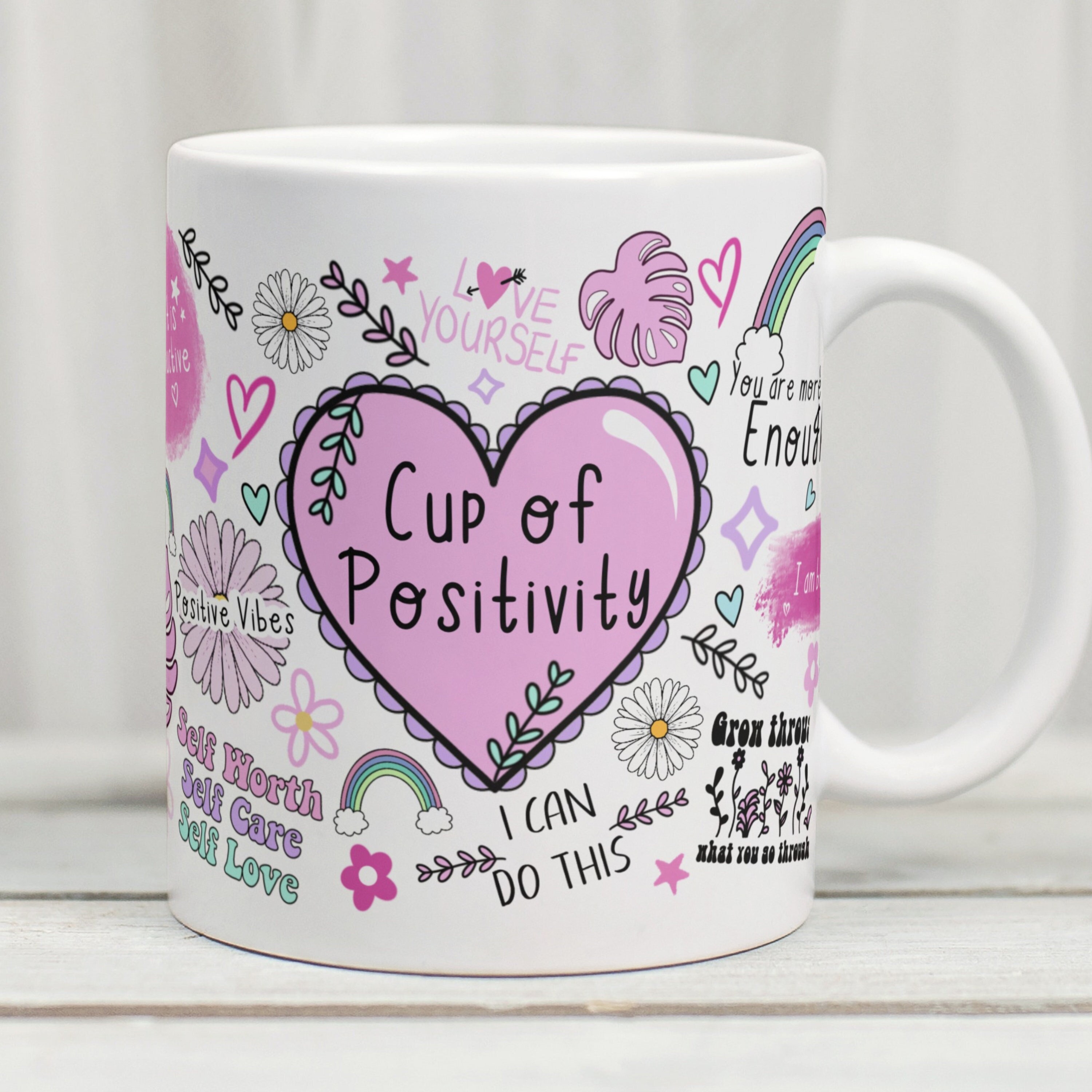 Cup of Positivity Pink Positivity Mug Positive Vibes Mug - Etsy UK