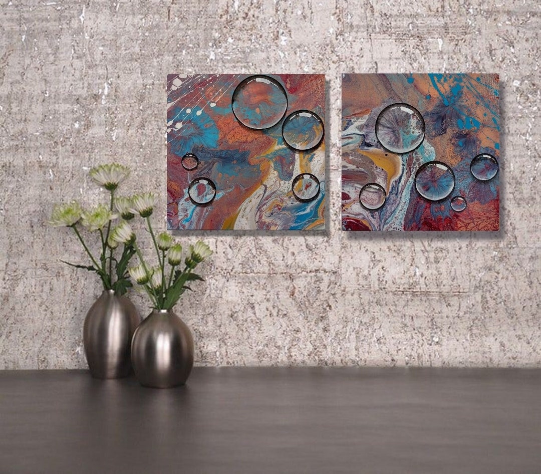 Water Drop Painting Acrylic Painting on Canvas 24 X 12 Inches - Etsy