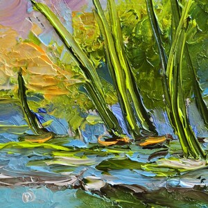 Pike Fish Art Original Oil Painting on Cardboard Underwater Scene Lake ...