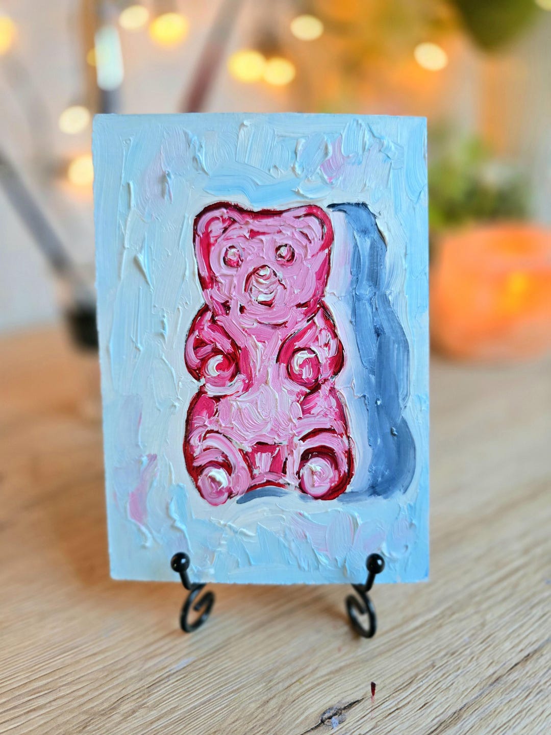 Gummy Bear Pink Oil Painting on Cardboard 4x6 Inch (10x15 Cm) Hand ...