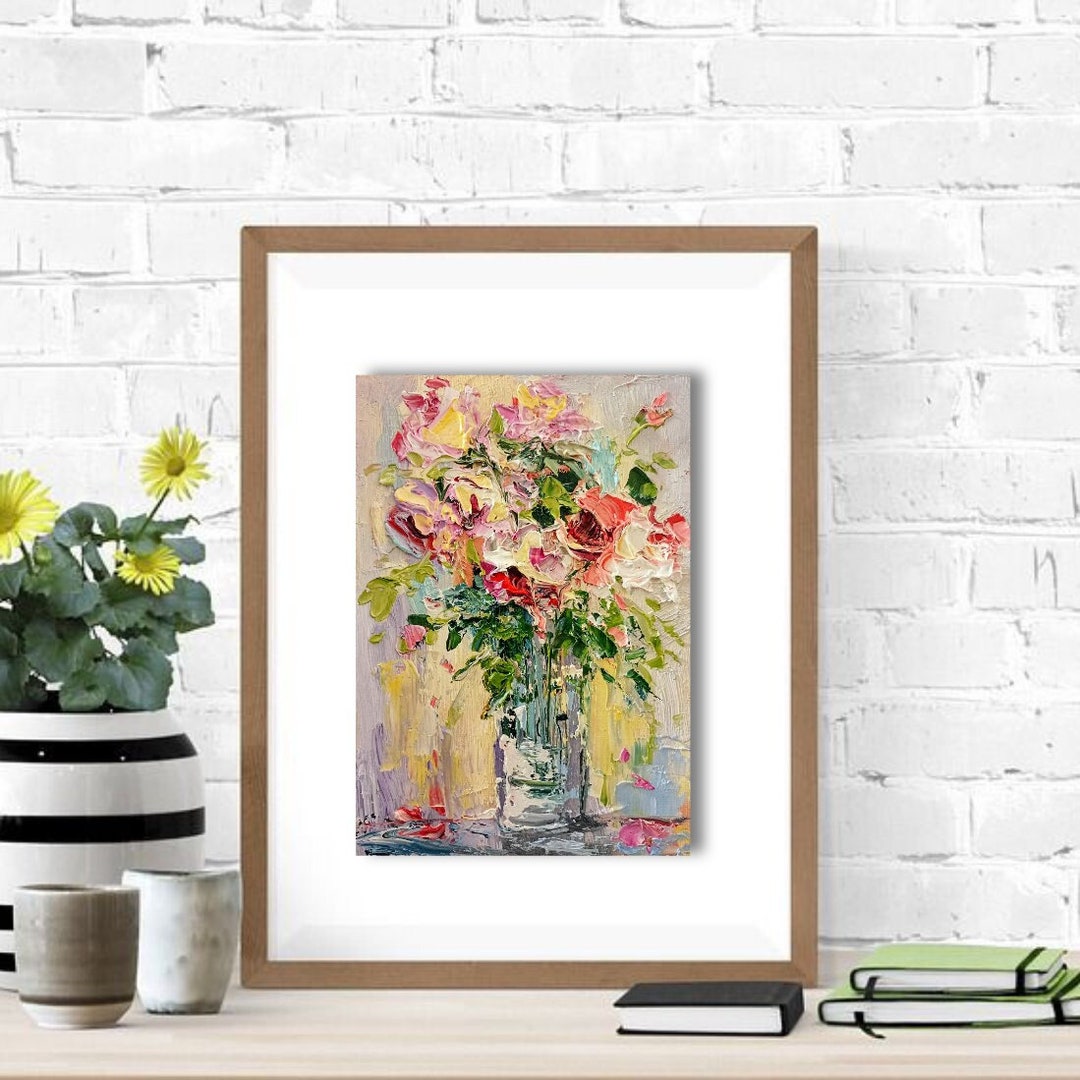 Rose Painting Mini Original Oil Painting on Canvas Fabric 6 X - Etsy UK