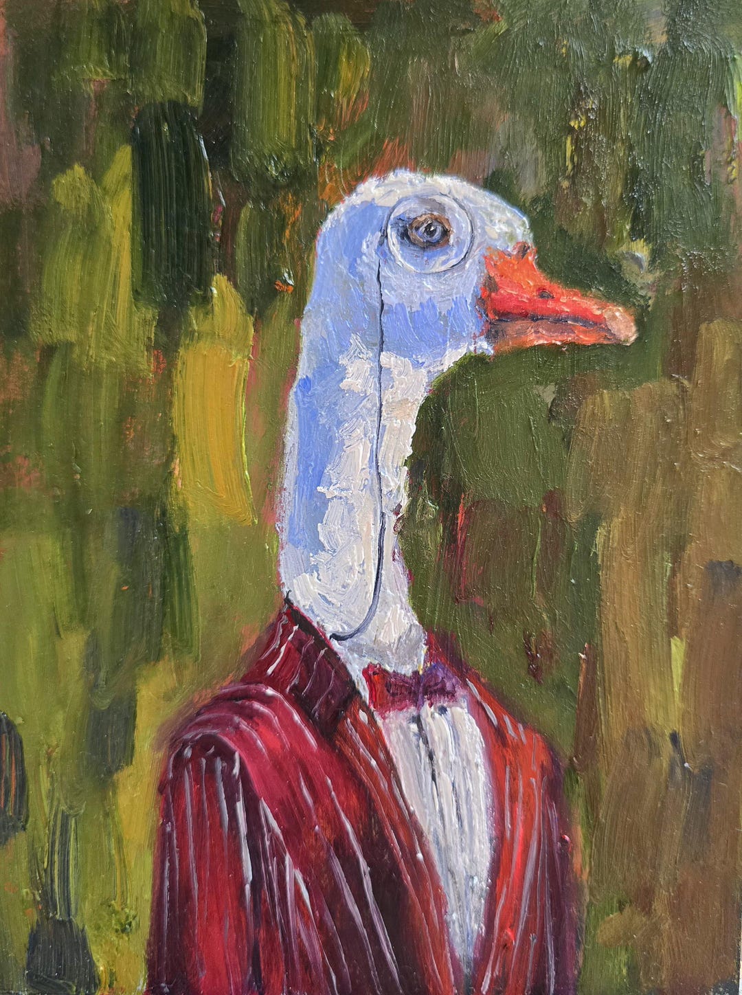 Goose Portrait in Vintage Attire Original Oil Painting 6x8 Inch (15x20 ...