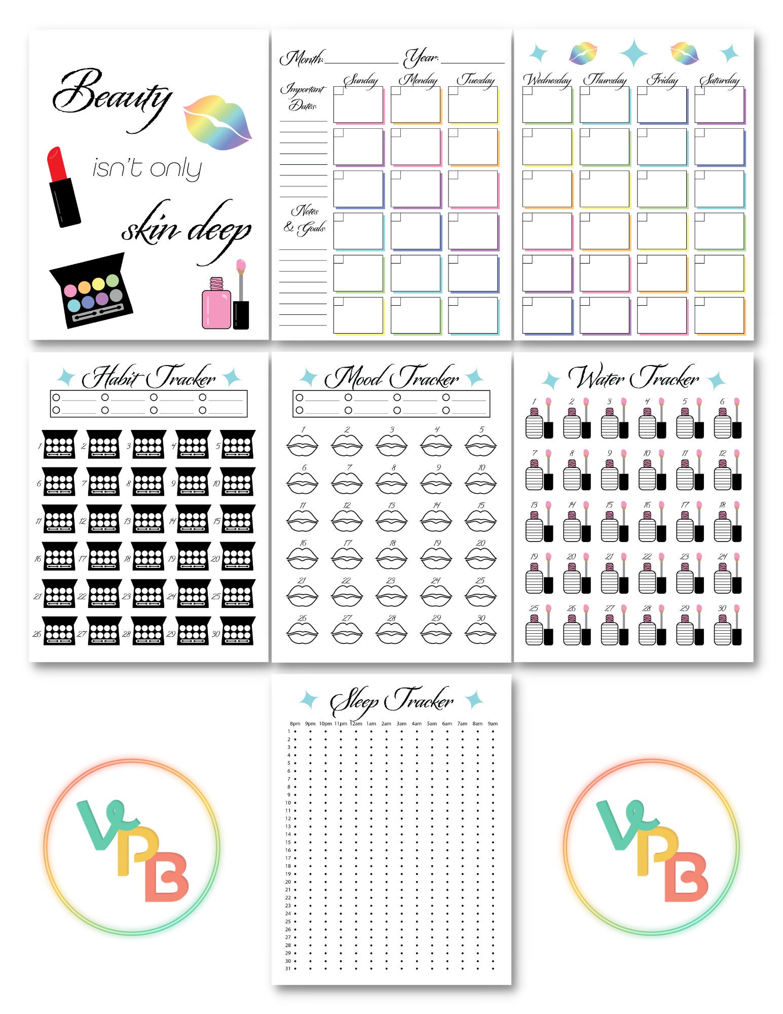 Printable Bujo Bullet Journal Spread 1 Full Year - COLOR - Etsy