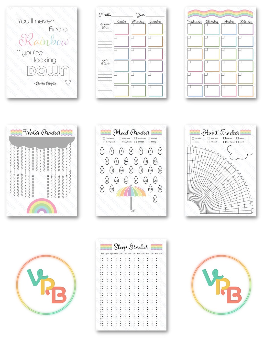 Printable Rainbow Bujo Bullet Journal Spread 31 Days Any Month - COLOR ...