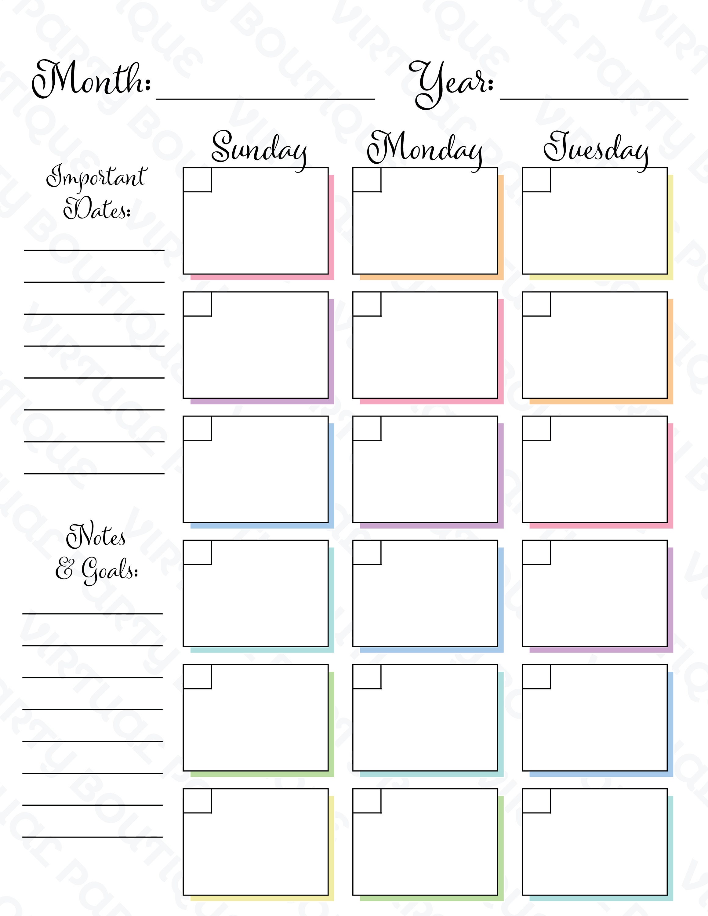Printable Rainbow Bujo Bullet Journal Spread 31 Days Any Month - COLOR ...