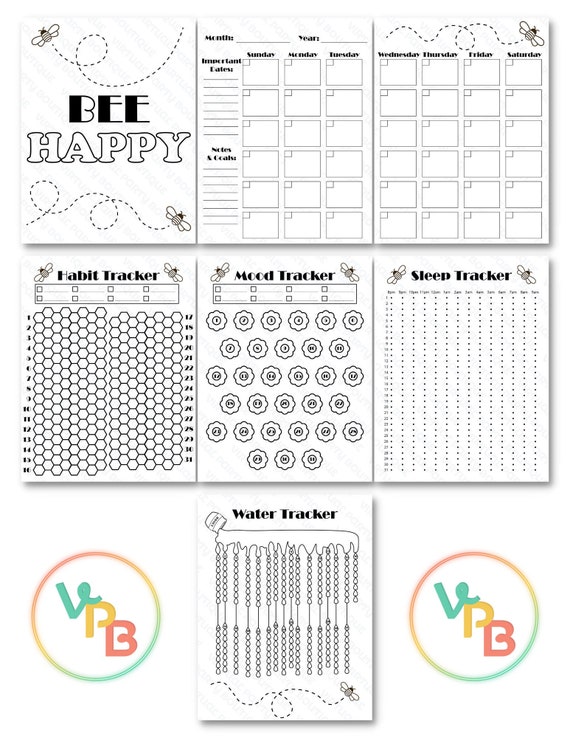 Printable Bees Insect Bujo Bullet Journal Spread 31 Days Any - Etsy