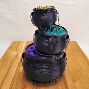 Witch's Cauldron Bowl With Bubbling Potion Lid and Chain - Spooky ...