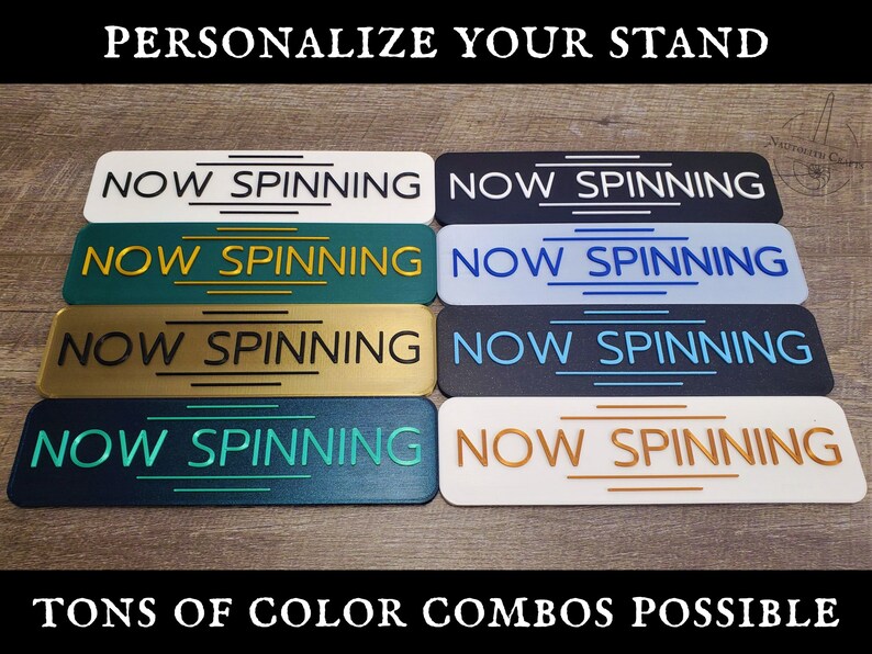 Now Spinning Display Stand for Vinyl Records - Retro Tabletop Holder ...