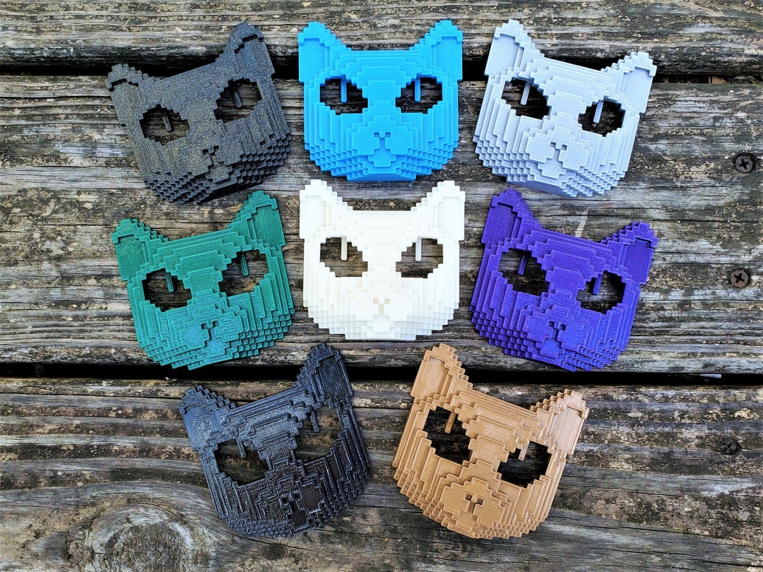 Pixel Cat With Following Eyes Magnet - Creepy Cute Voxel Motion Art ...