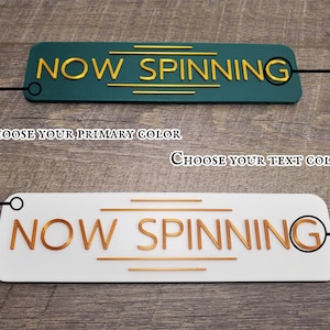 Now Spinning Display Stand for Vinyl Records - Retro Tabletop Holder ...
