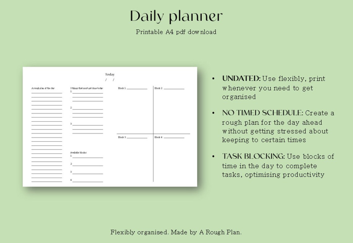 Daily Planner Printable, Landscape Daily Schedule, Undated Daily Agenda ...