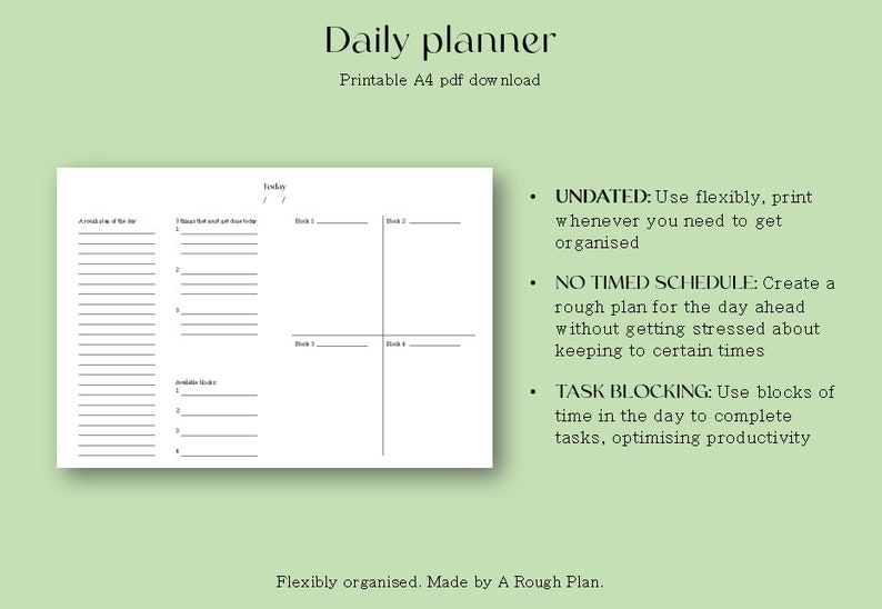 Daily Planner Printable, Landscape Daily Schedule, Undated Daily Agenda ...