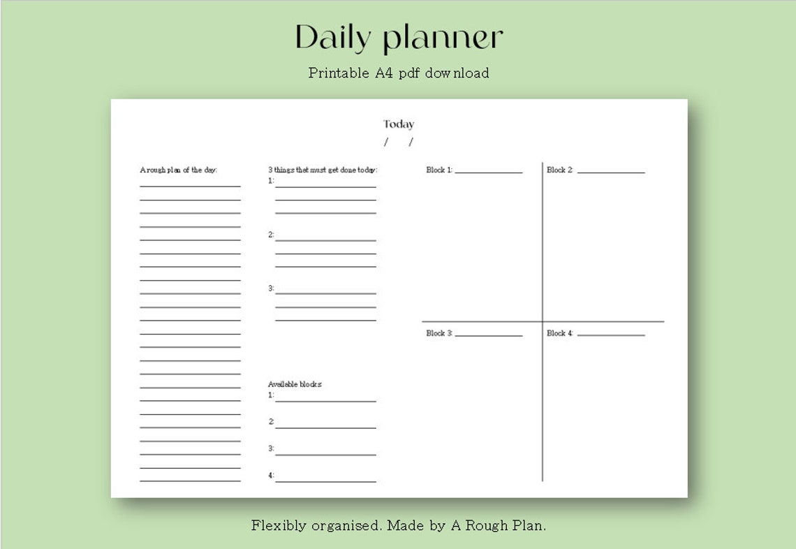 Daily Planner Printable, Landscape Daily Schedule, Undated Daily Agenda ...
