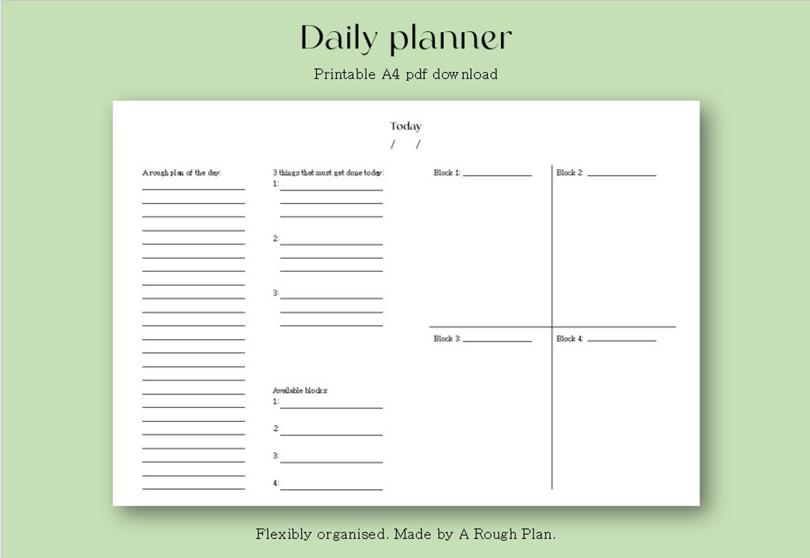 Daily Planner Printable, Landscape Daily Schedule, Undated Daily Agenda ...