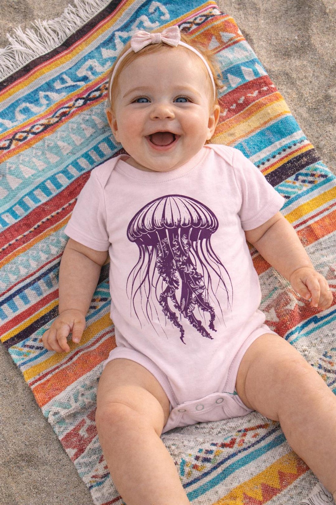 Purple Jellyfish Pink Baby Body Suit | Cute Ocean Animal Gift for ...