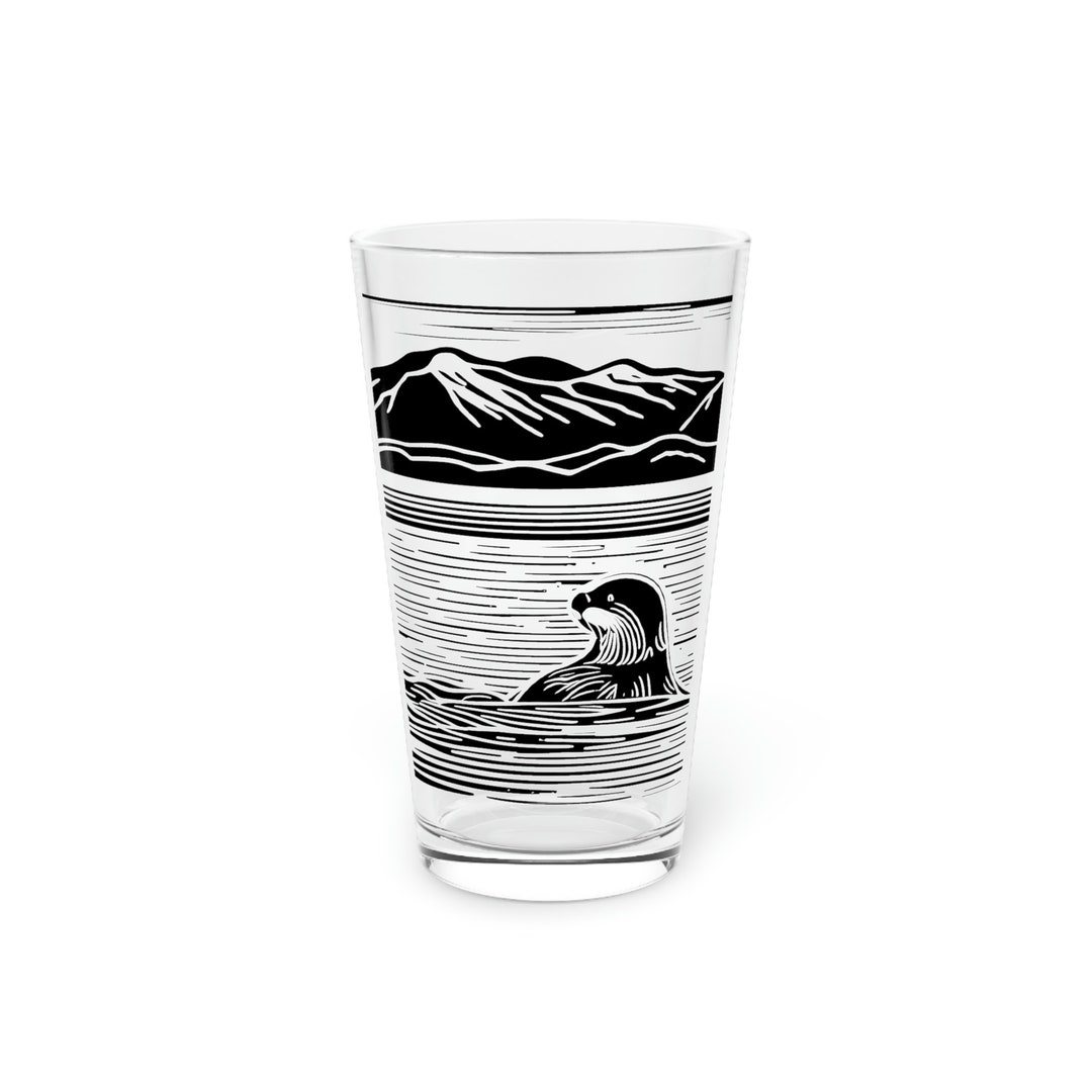 Sea Otter Pint Glass Otter Beer Glass Craft Beer Glass Glass Set Animal ...