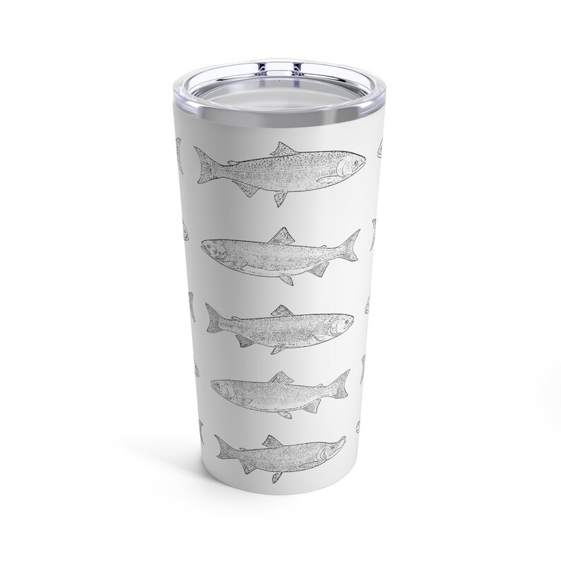 Pacific Salmon Species 20oz Insulated Travel Mug Chinook Salmon Fly ...