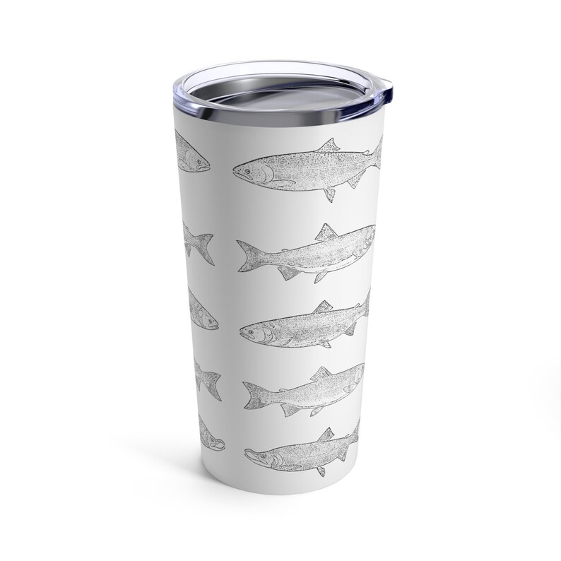 Pacific Salmon Species 20oz Insulated Travel Mug Chinook Salmon Fly ...