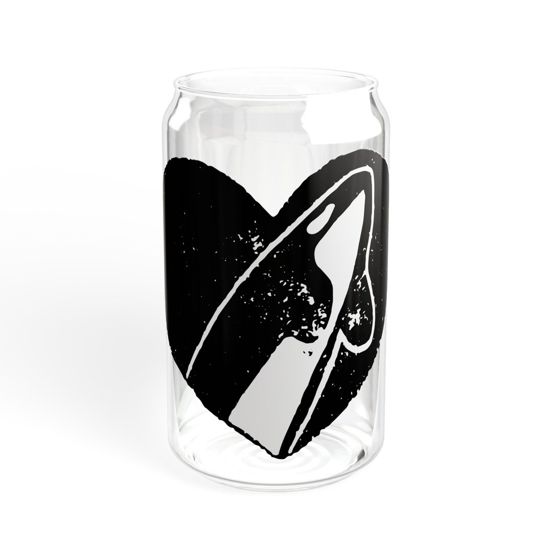Orca Heart Printed Beer Can Glass for Killer Whale Lovers, Coastal ...