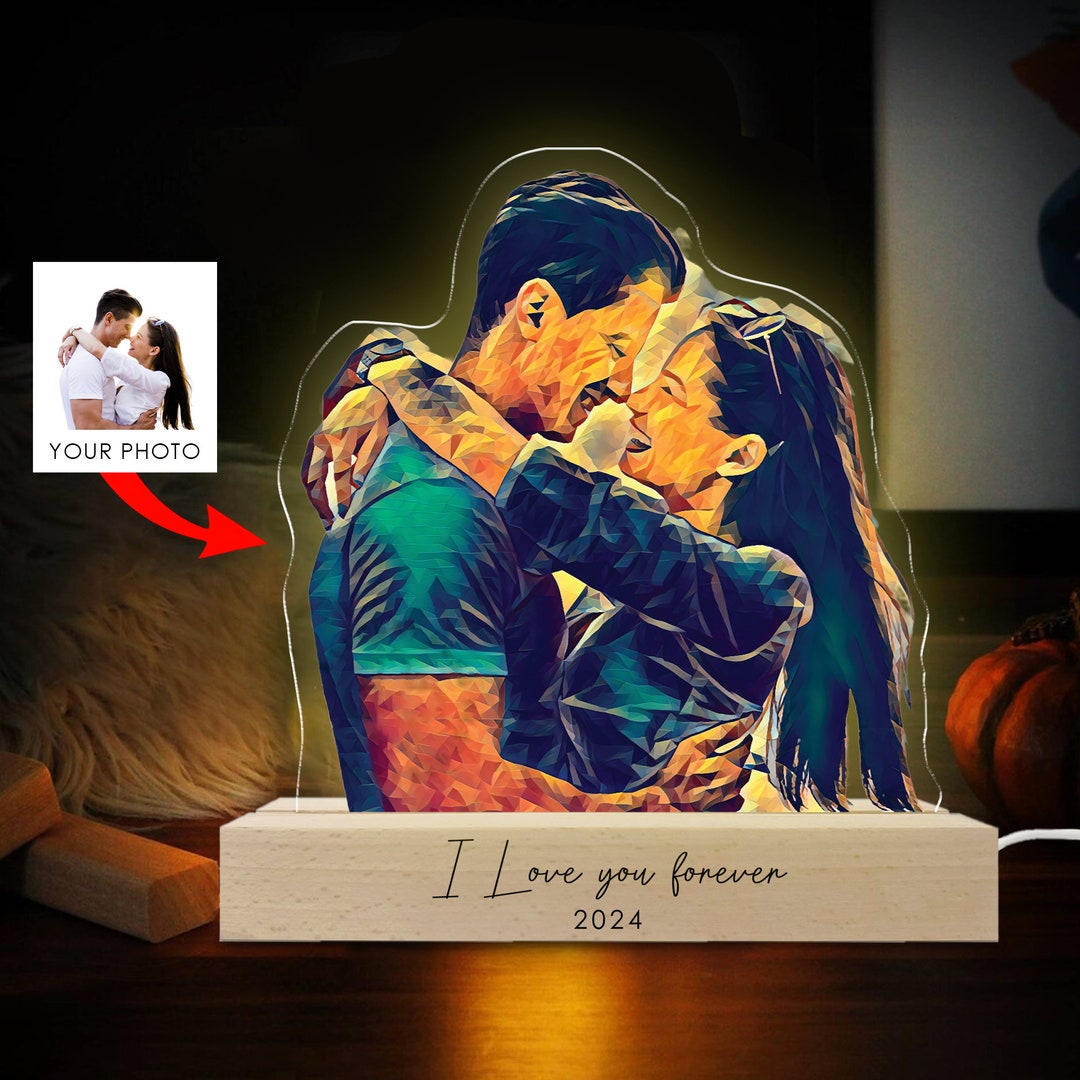 Personalized 3D Photo Lamp, Photo Engraving, Poly Art, Lamp Night Light ...
