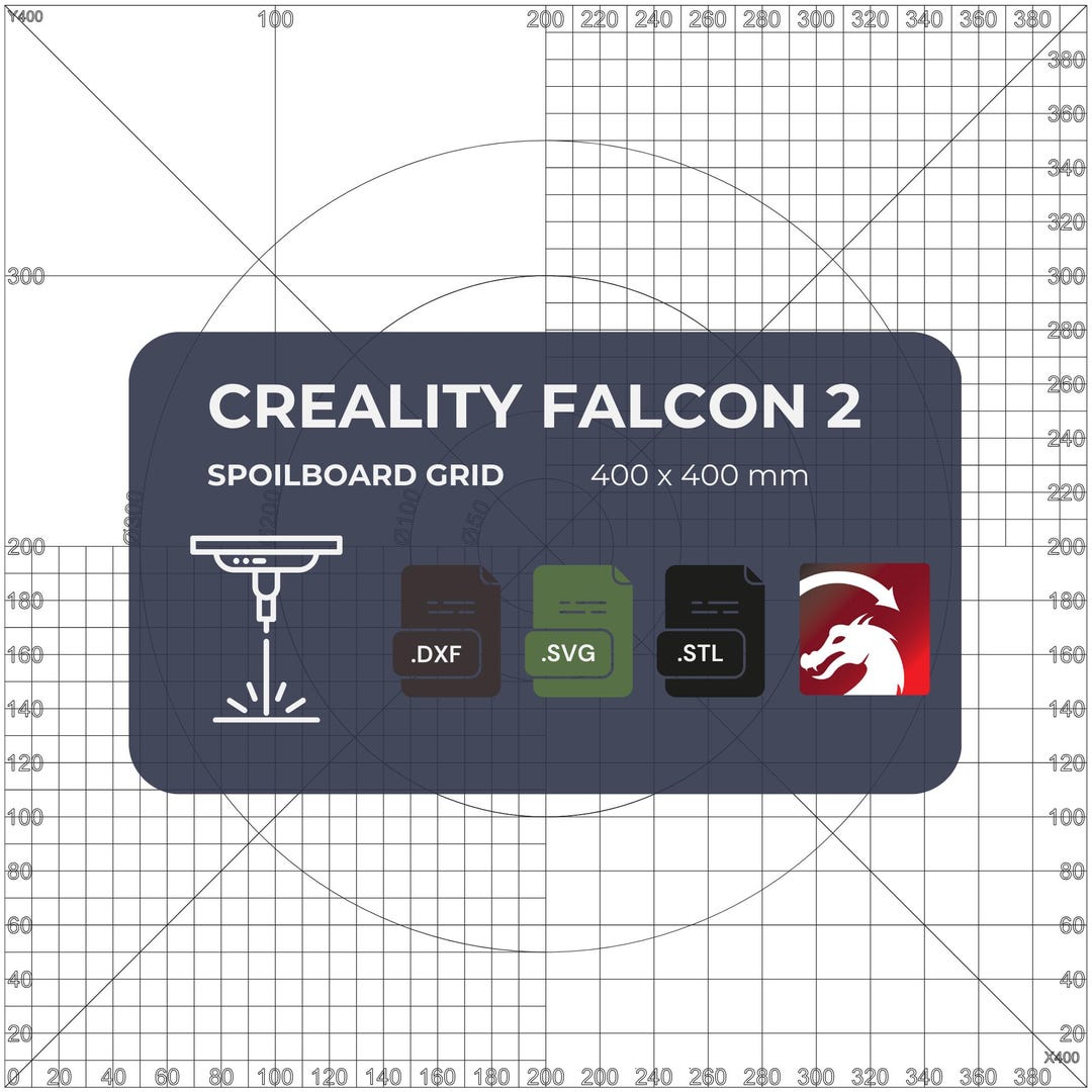 Creality Falcon 2 Spoilboard Grid – 400 X 400 Mm (DXF, SVG, STL ...