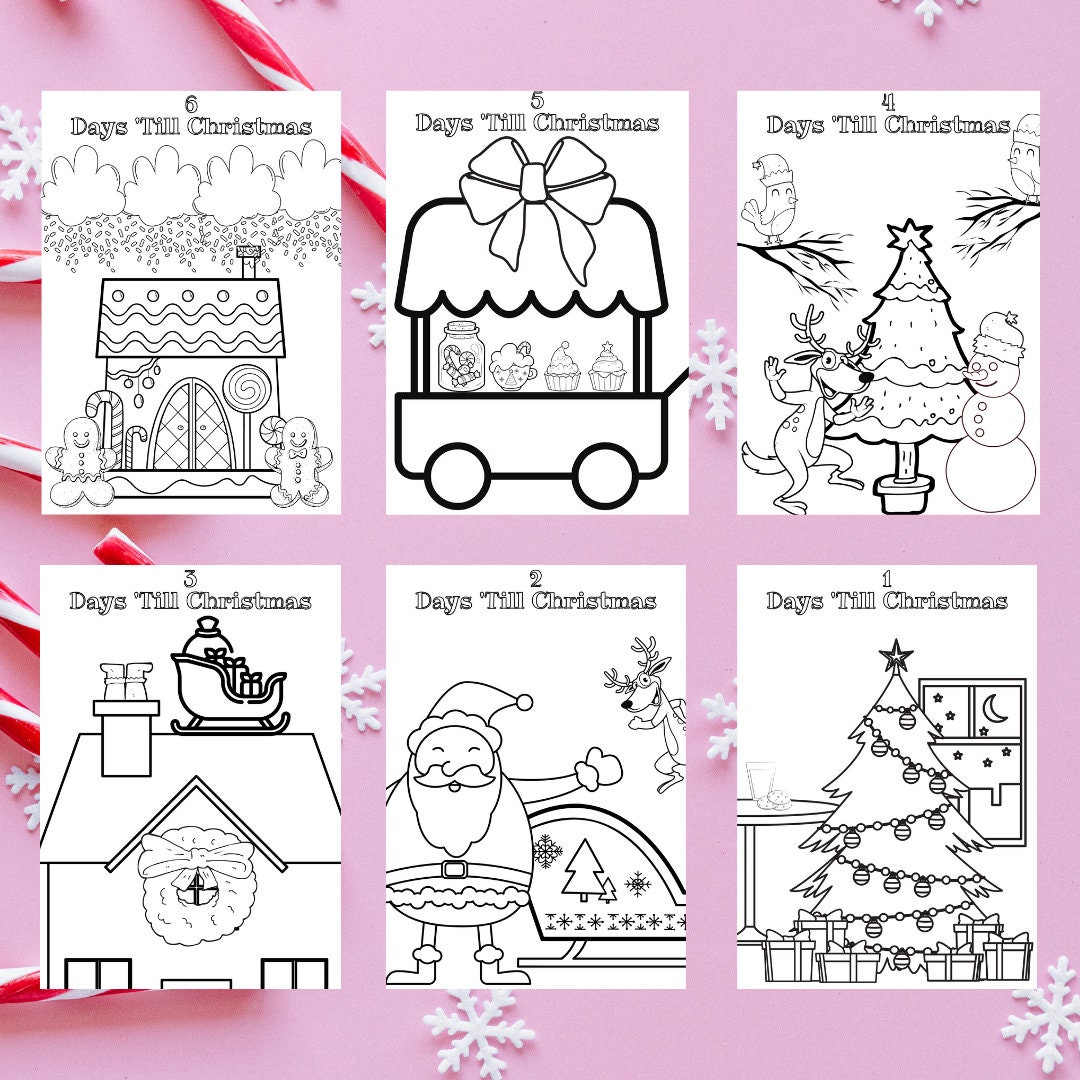 12 Days 'til Christmas Coloring Countdown. Kids Christmas Coloring ...